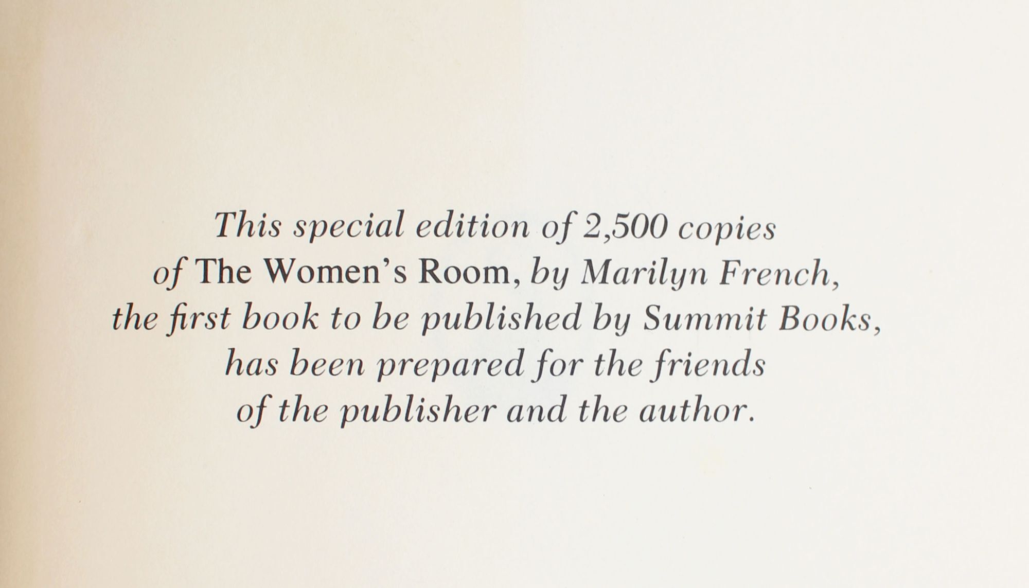 The Women's Room - Marilyn French - First edition, special edition of ...