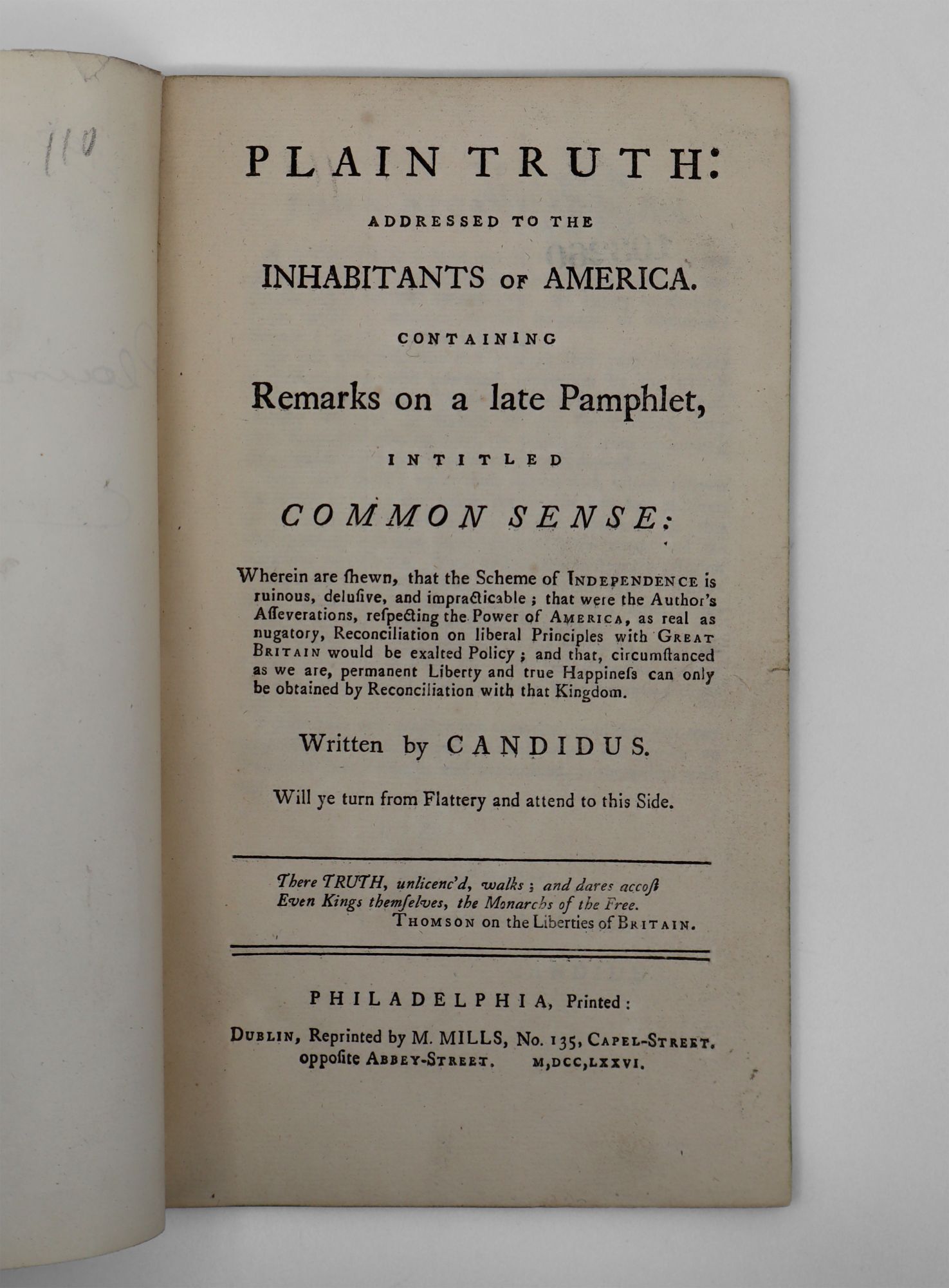 Plain Truth; Addressed to the Inhabitants of America, Containing ...